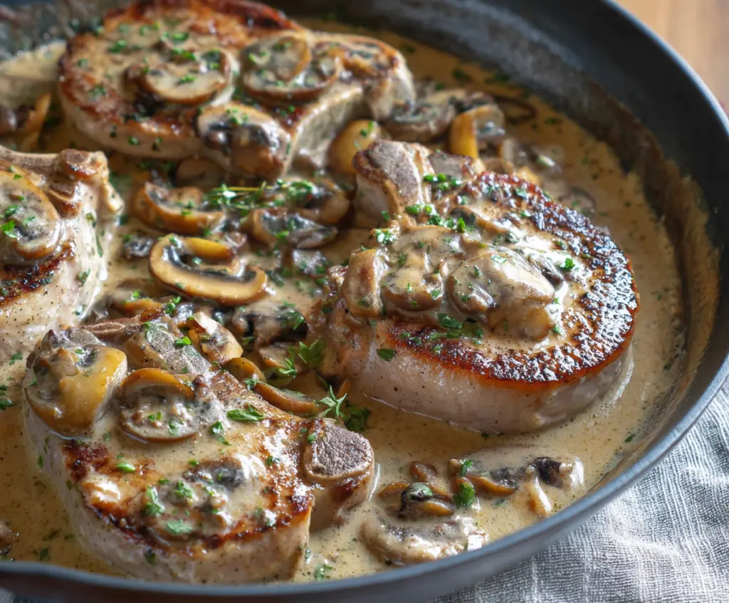 Baked Pork Chops with Creamy Mushroom Sauce – Cozy Meals With Me | Warm ...